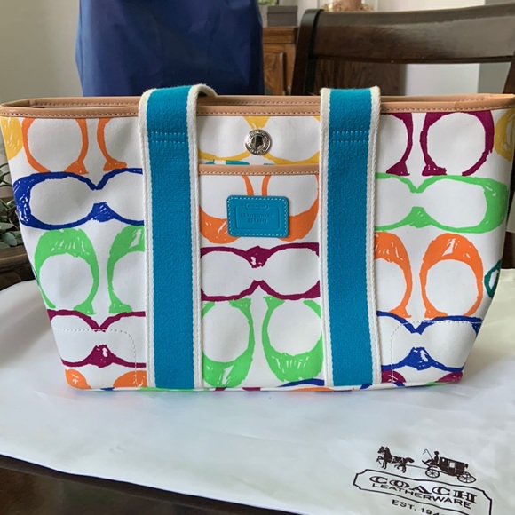 Coach | Bags | Coach Shoulder Bag Multi Color C Against A White Fabric ...